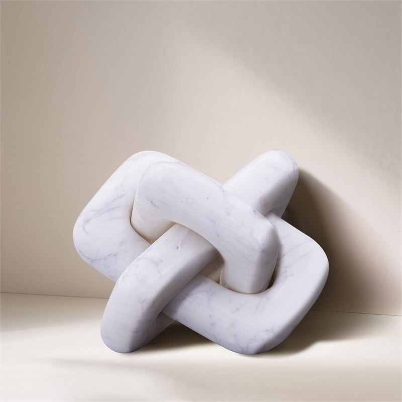 Meridian Furniture Bond White Marble Decorative Knot | Homesquare