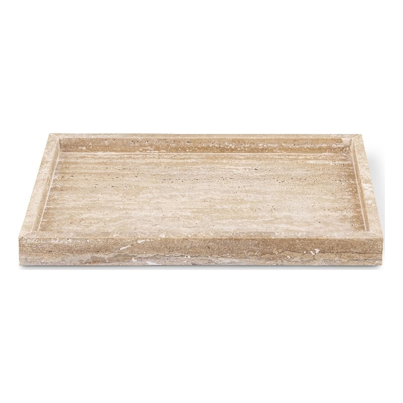 Meridian Furniture Barletta Beige Rectangular Travertine Tray | Homesquare