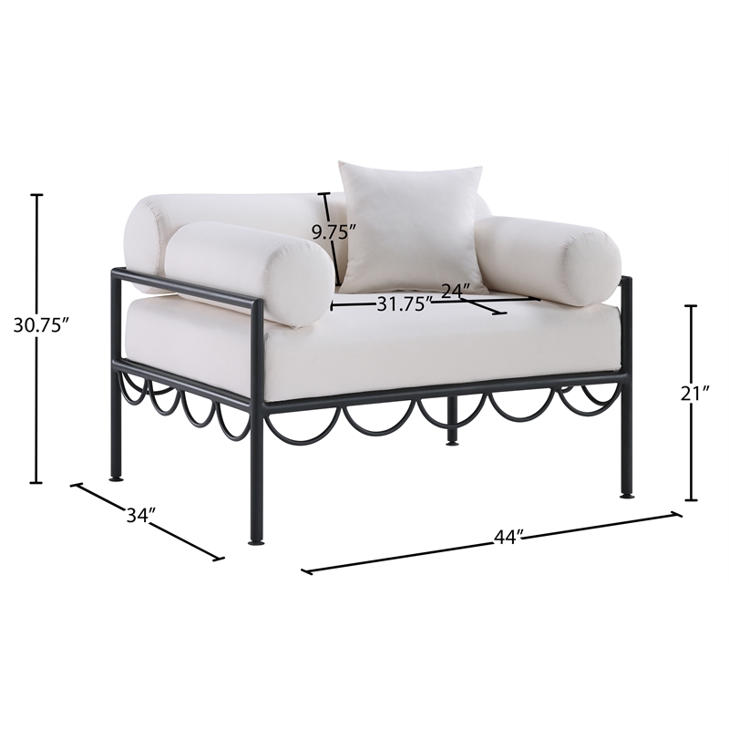 Meridian Furniture Portofino Cream Water Resisting Fabric Patio Chair