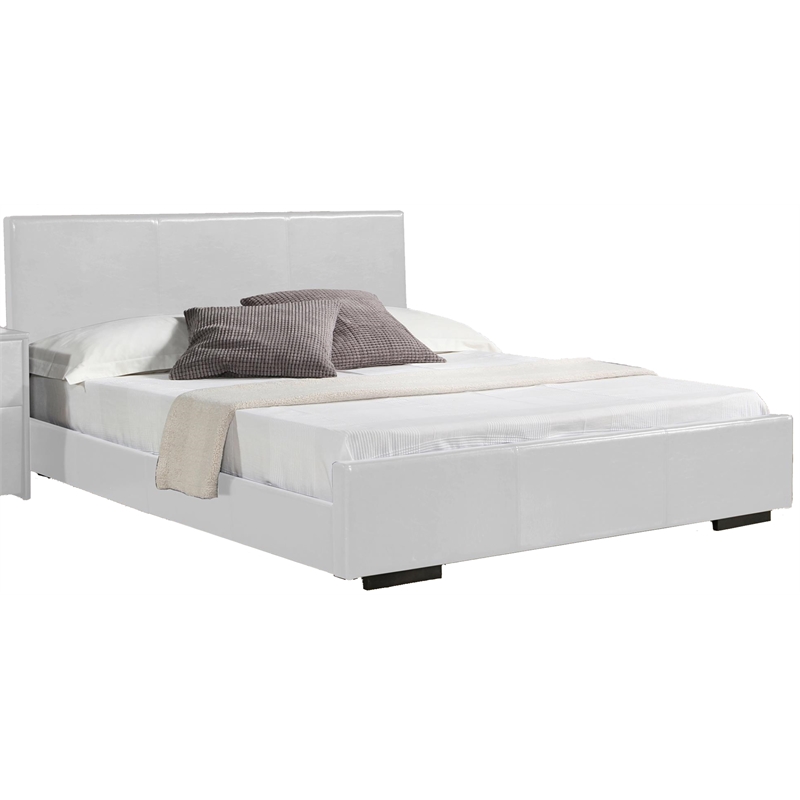 Camden Isle Abbey White Faux Leather Upholstered King Platform Bed - 102233