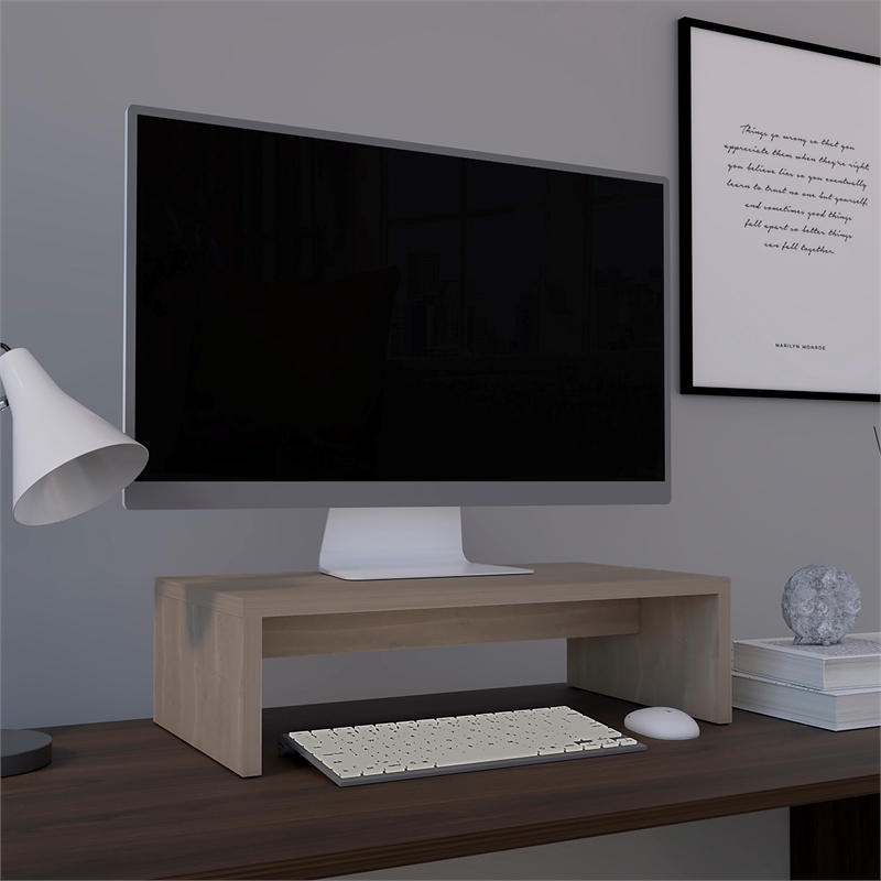 Atacama Monitor Stand Engineered Wood Light Gray | Cymax Business