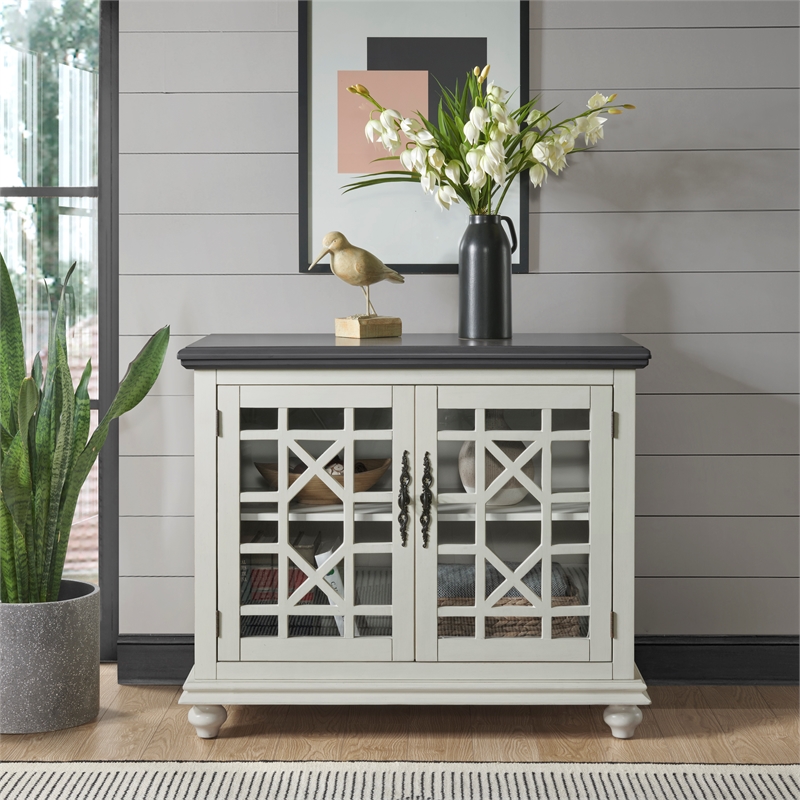 Martin Svensson Home Elegant Small Spaces TV Stand White with Gray Top Homesquare