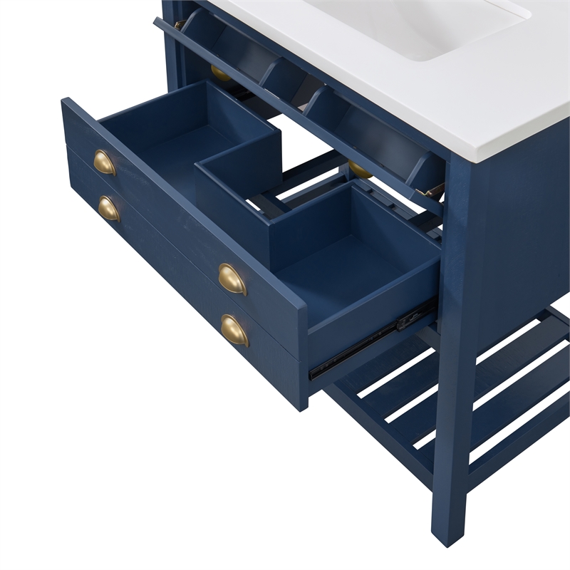 Martin Svensson Home Monterey 37" Wood Single Bathroom Vanity Blue ...