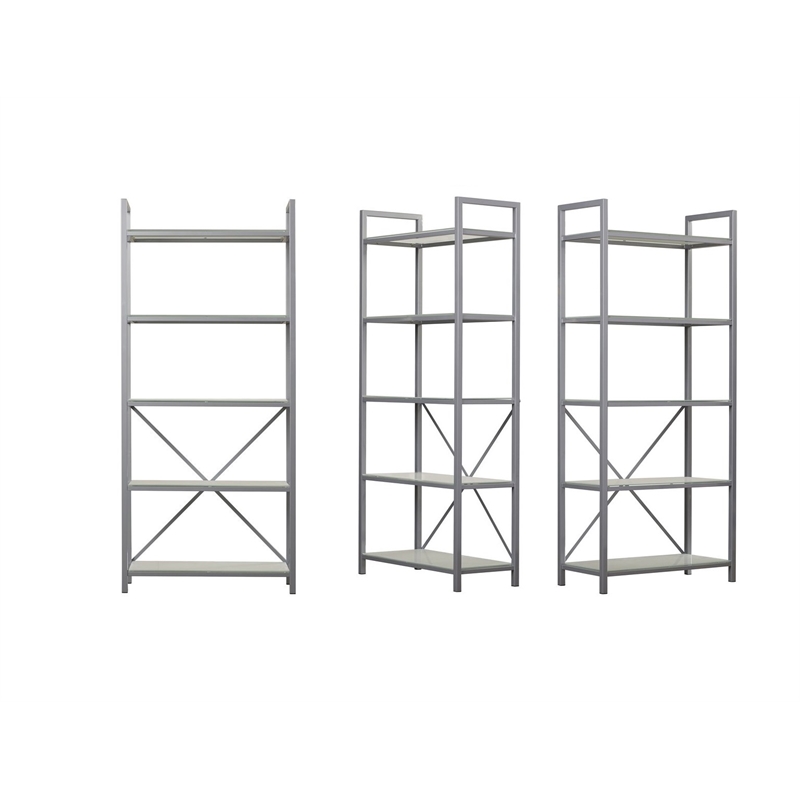 New Spec Contemporary Metal Bookcases in Silver | Bush Furniture Collection