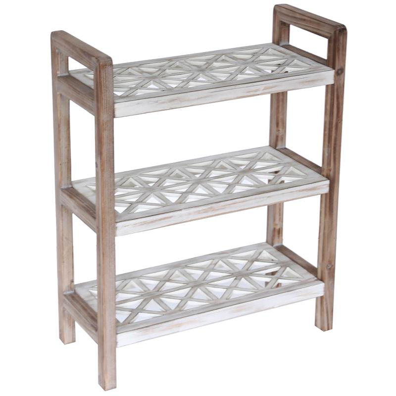 Evolution by Crestview Collection Luna Three Tiered Wood Shelf in Gray ...