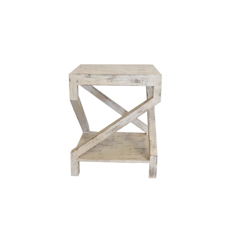 The Crestview Collection End Table Cream Wood 18x18x22" Farmhouse Style ...