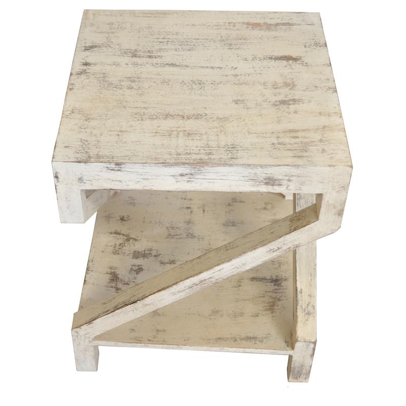 The Crestview Collection End Table Cream Wood 18x18x22" Farmhouse Style ...