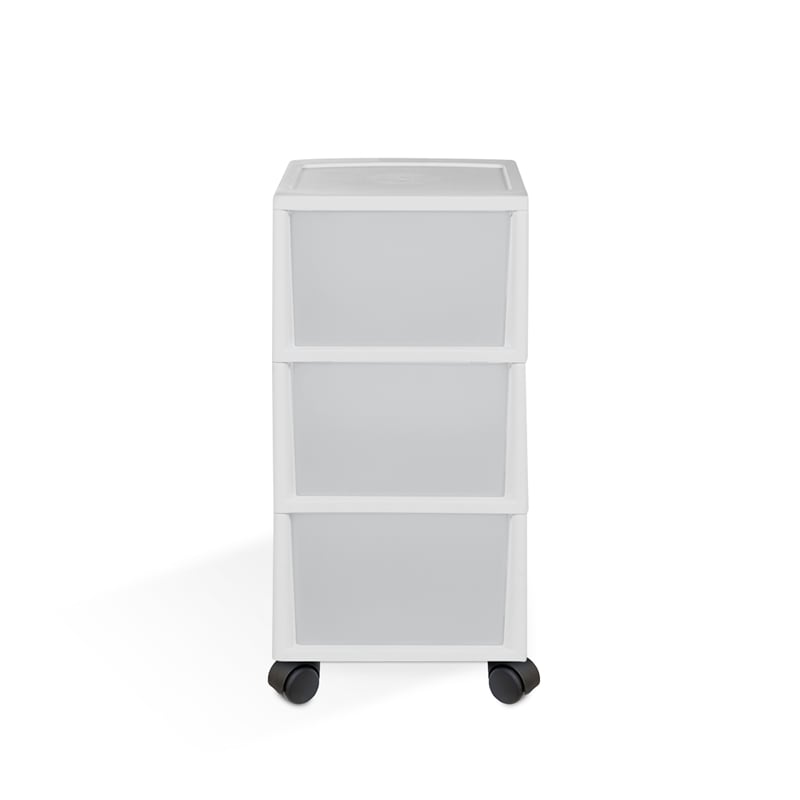 MQ 3-Drawer Plastic Rolling Storage Cart with Casters in White (2 Pack ...