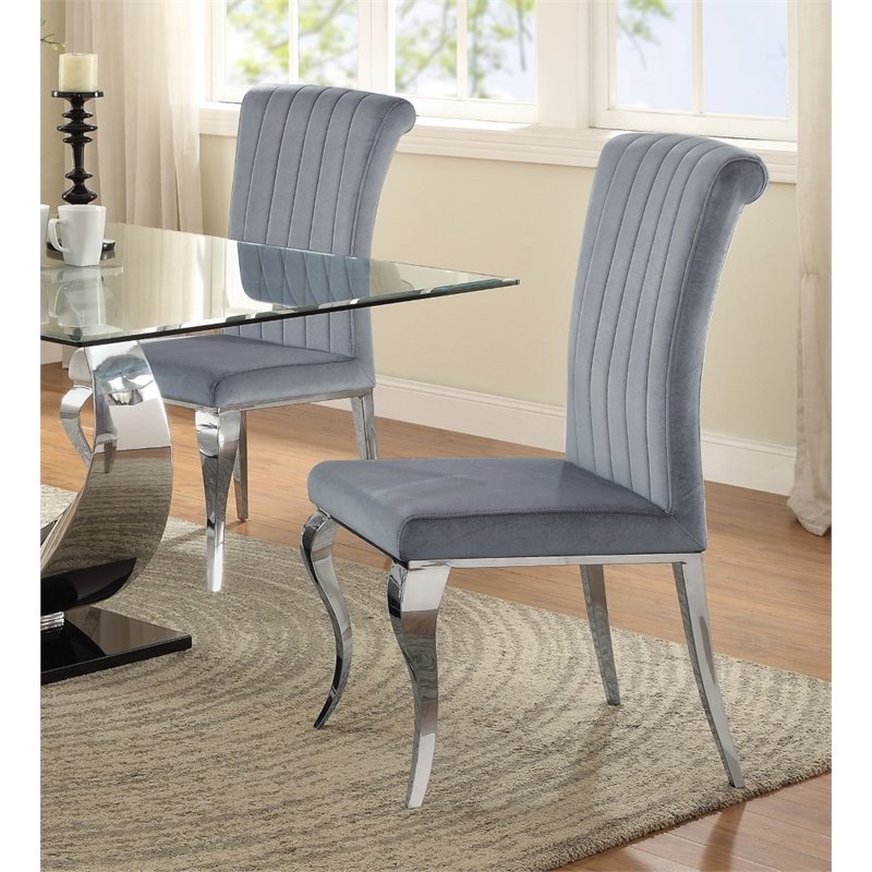 Stonecroft Bernal Upholstered Dining Side Chair in Gray and Chrome ...