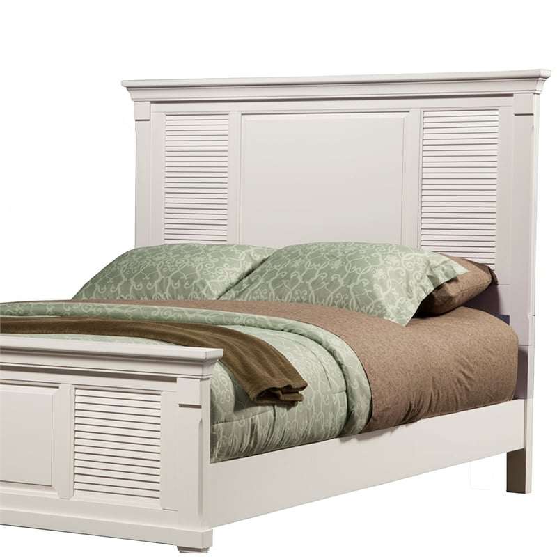 Alpine Furniture Winchester Queen Wood Shutter Panel Bed in White ...