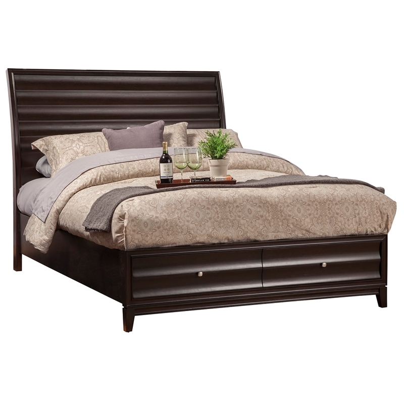Alpine Furniture Legacy Queen Wood Panel Bed in Black Cherry | Bush ...