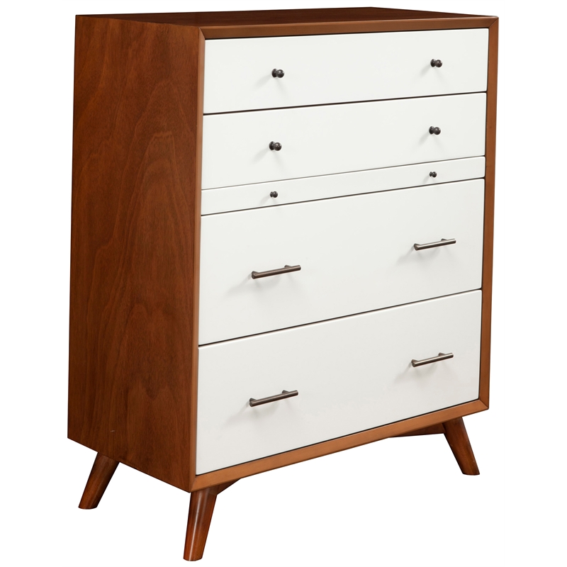Alpine Furniture Flynn Mid Century Multi-function Wood Chest in Acorn-White