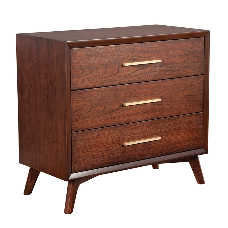 Alpine Furniture Gramercy 3 Drawer Small Wood Chest in Walnut (Brown ...