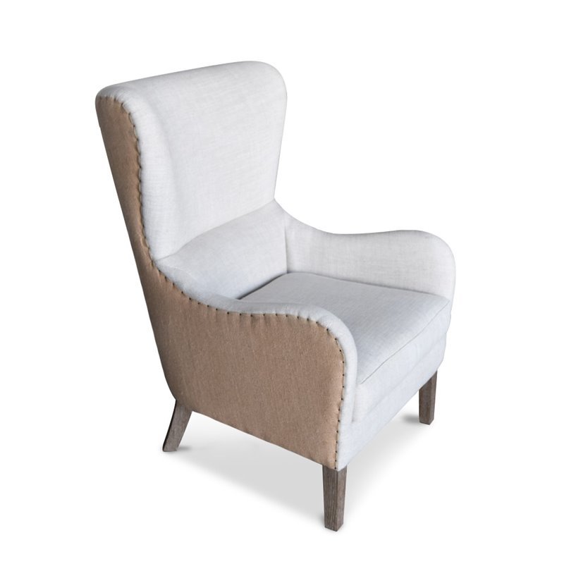 Allora Mid Century Wingback Accent Chair in Beige | Cymax Business