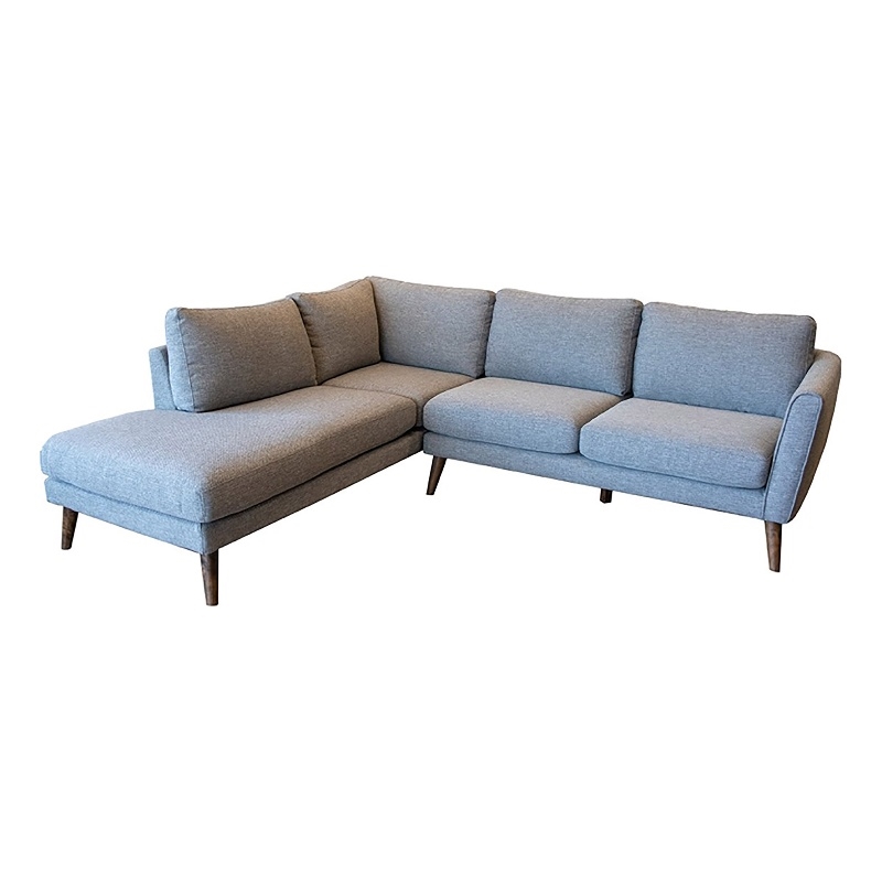 Allora Mid-Century Microfiber Sectional Left Chaise Sofa in Light Gray ...