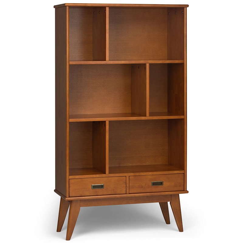 Allora 3 Drawer 64" Modern Solid Wood Bookcase in Teak Brown | Cymax ...