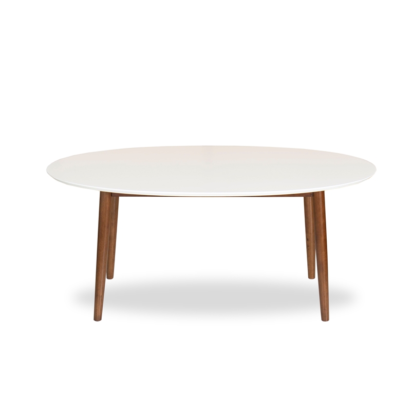 Allora Mid Century Modern Oval Dining Table in Walnut | Cymax Business