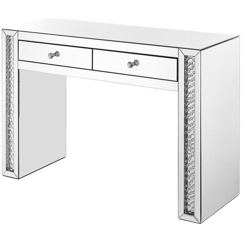 Elegant Decor Modern 47" Clear Crystal Mirrored Bedroom Vanity Desk ...