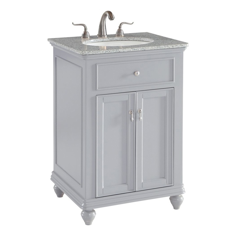 Elegant Decor Otto 24" Wood Single Bathroom Vanity in Light Gray ...