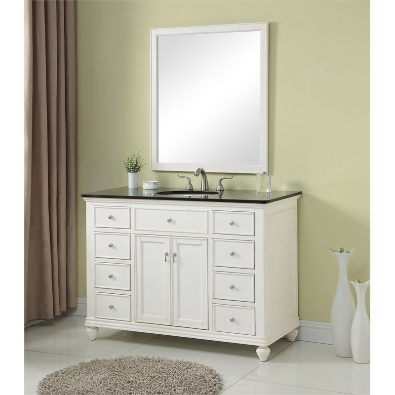 Elegant Decor Otto 48" Wood Single Bathroom Vanity in Antique White ...