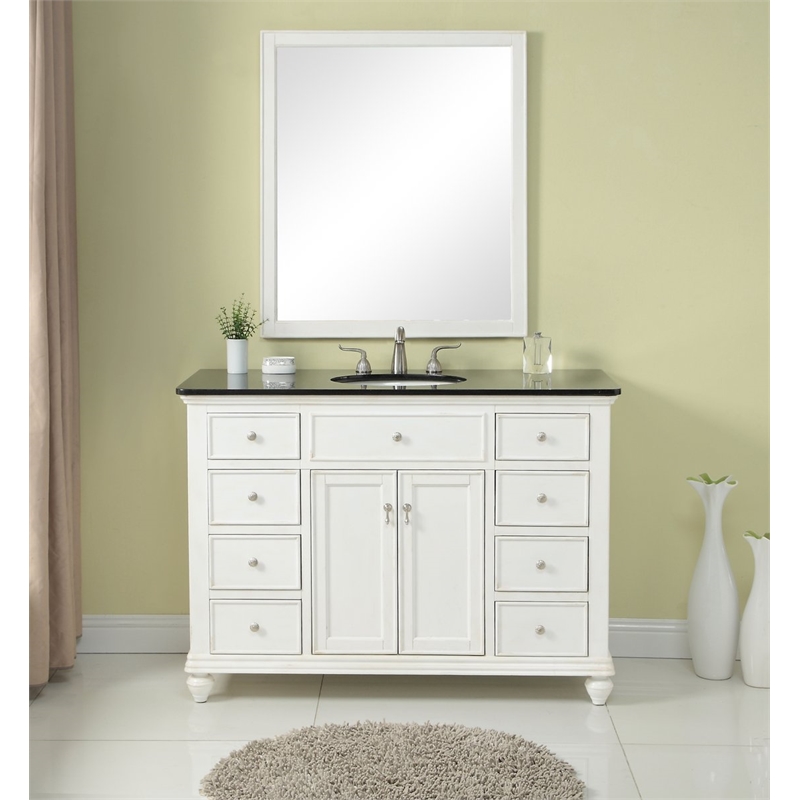 Elegant Decor Otto 48" Wood Single Bathroom Vanity in Antique White ...