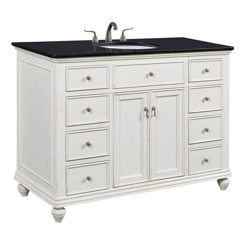 Elegant Decor Otto 48" Wood Single Bathroom Vanity in Antique White ...