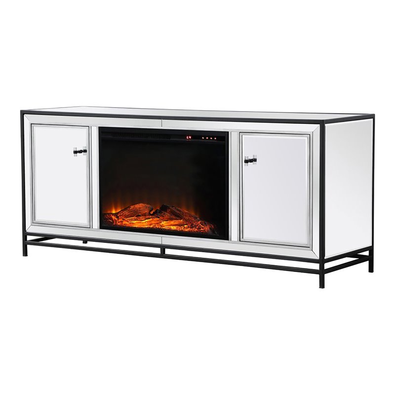 Elegant Decor James TV Stand for TVs up to 55" with Wood Fireplace in ...