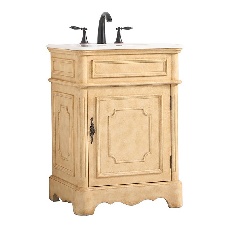 Elegant Decor Francis 24" Solid Wood Single Bathroom Vanity in Antique ...