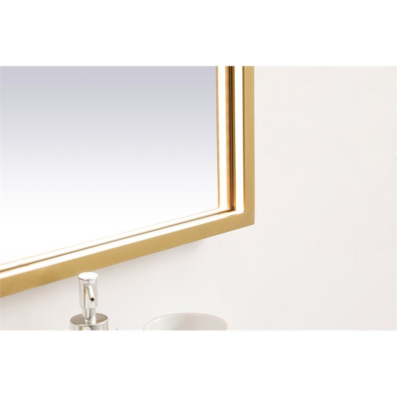 Elegant Decor Pier 18x36" Modern Aluminum LED Mirror in Brass | Cymax ...