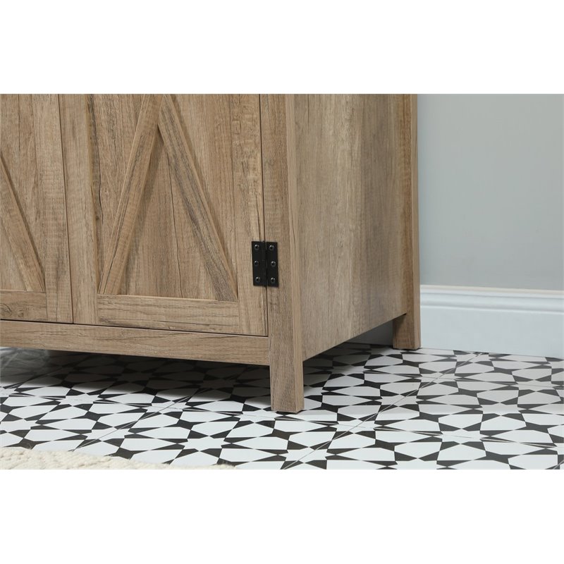 Elegant Decor Grant 30" Aluminum MDF Single Bathroom Vanity in Natural ...