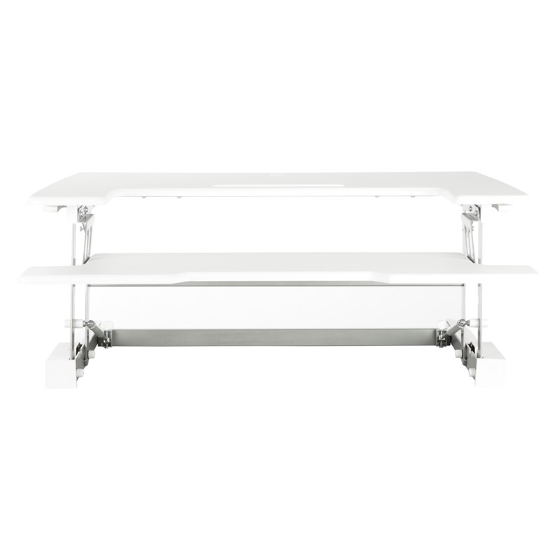Multiposition Desk Riser in White finish with dual lift | Cymax Business