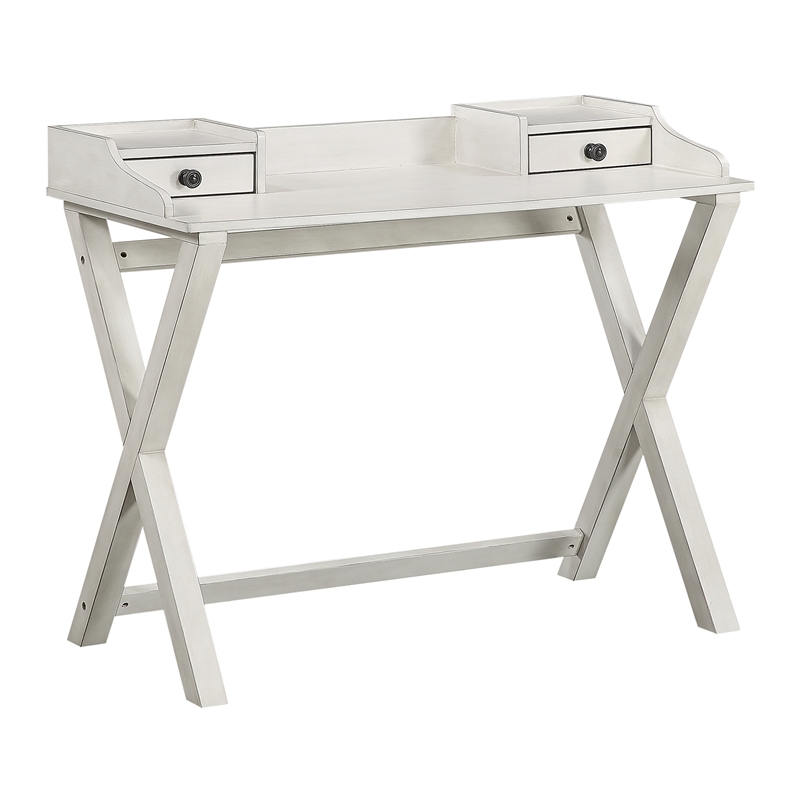 Barton Writing Desk in White Wash finish Engineered Wood | Cymax Business