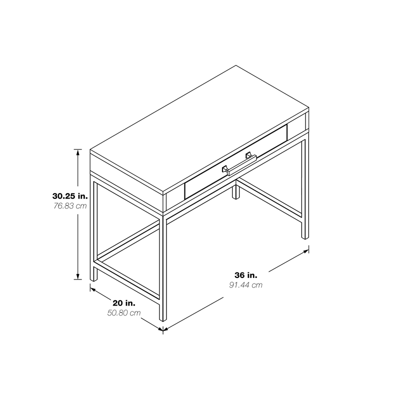 OSP Home Furnishings Modern Life Engineered Wood Desk w Metal Legs in White Homesquare