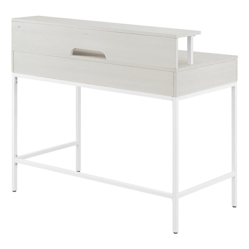 Contempo 40-Inch Desk with 2 drawers and Shelf Hutch in White Metal ...