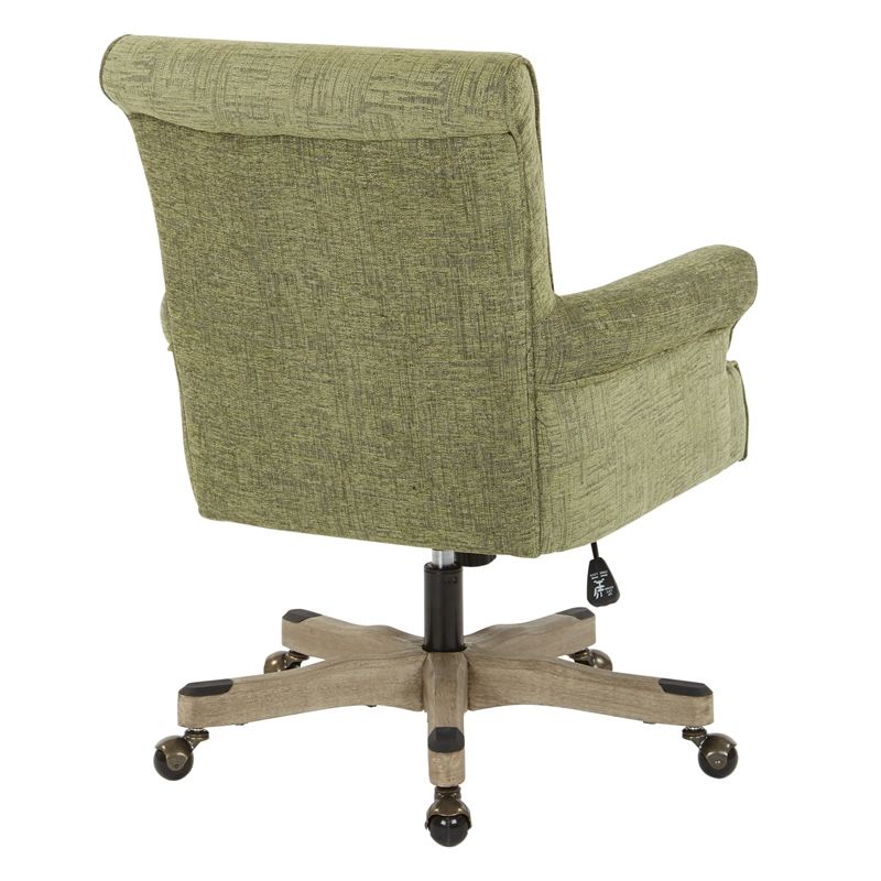 Megan Office Chair in Olive Green Fabric with Grey Wash Wood | Cymax ...