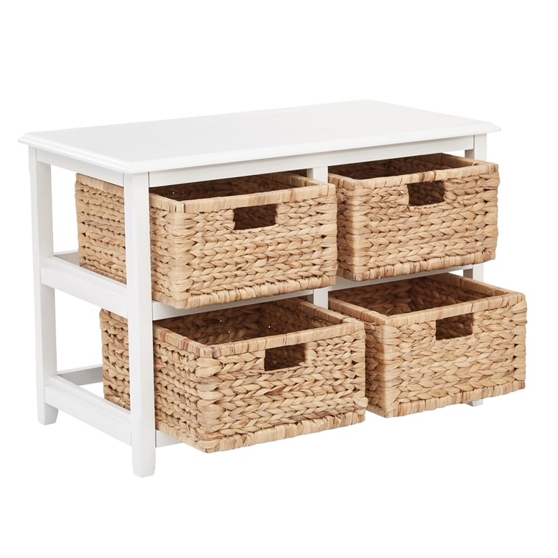 Seabrook Two-Tier Storage Unit With White Engineered Wood and Natural ...