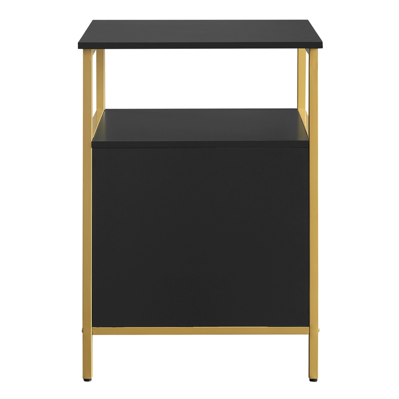 Modern Life Black Utility Table Printer Storage Stand with Gold Metal ...