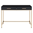 Alios Desk with Black Gloss Finish and Rose Gold Metal Frame | Cymax ...