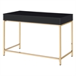 Alios Desk with Black Gloss Finish and Rose Gold Metal Frame | Cymax ...