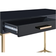Alios Desk with Black Gloss Finish and Rose Gold Metal Frame | Cymax ...