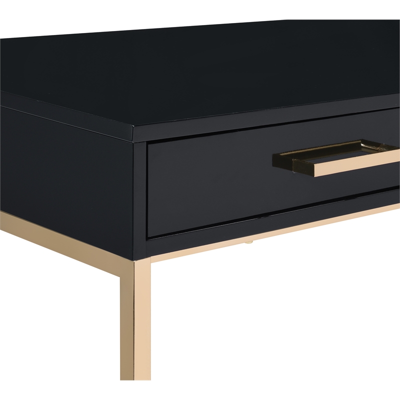 Alios Desk with Black Gloss Finish and Rose Gold Metal Frame | Cymax ...