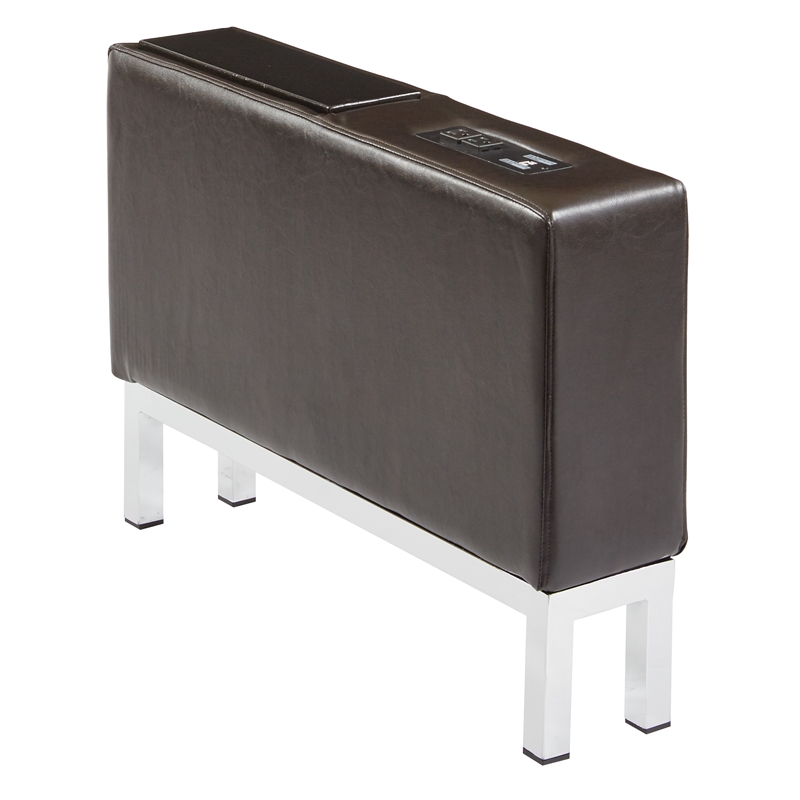 Wallstreet Espresso Faux Leather Center Console with Charging Station ...