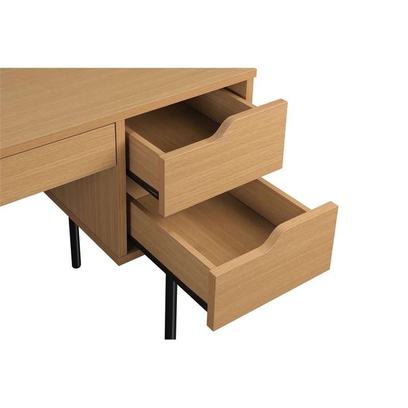 Denmark Engineered Wood Executive Desk with Power in Natural Finish ...