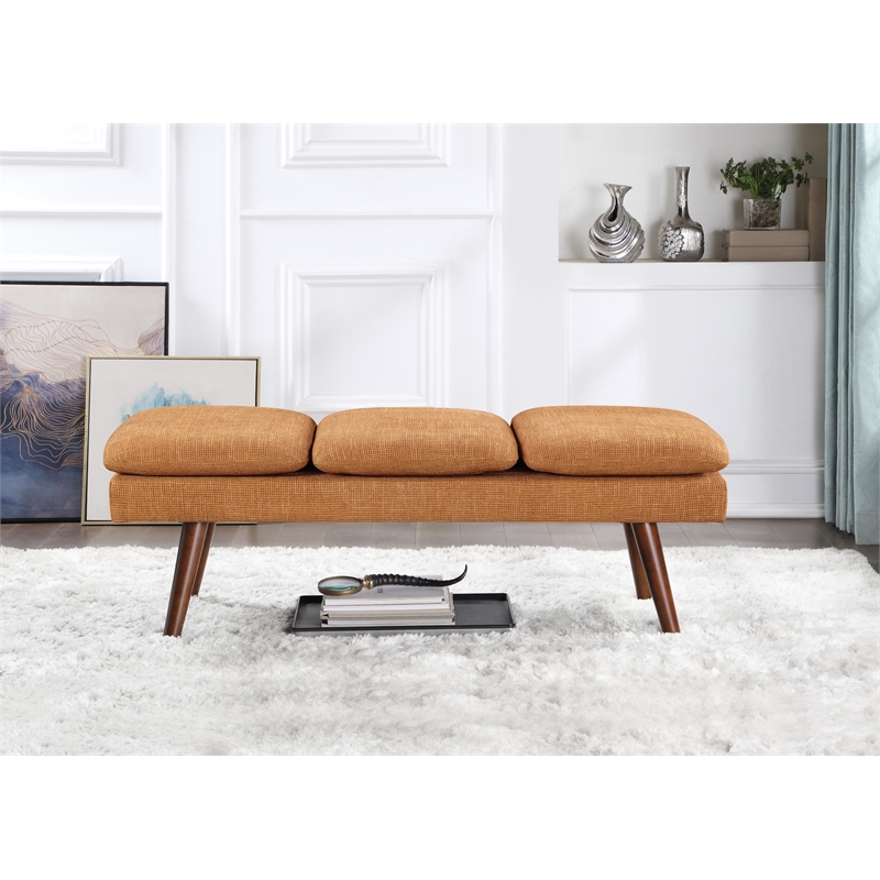 Amanda 54" Mid-Century Bench in Rust Brown Fabric | Cymax Business