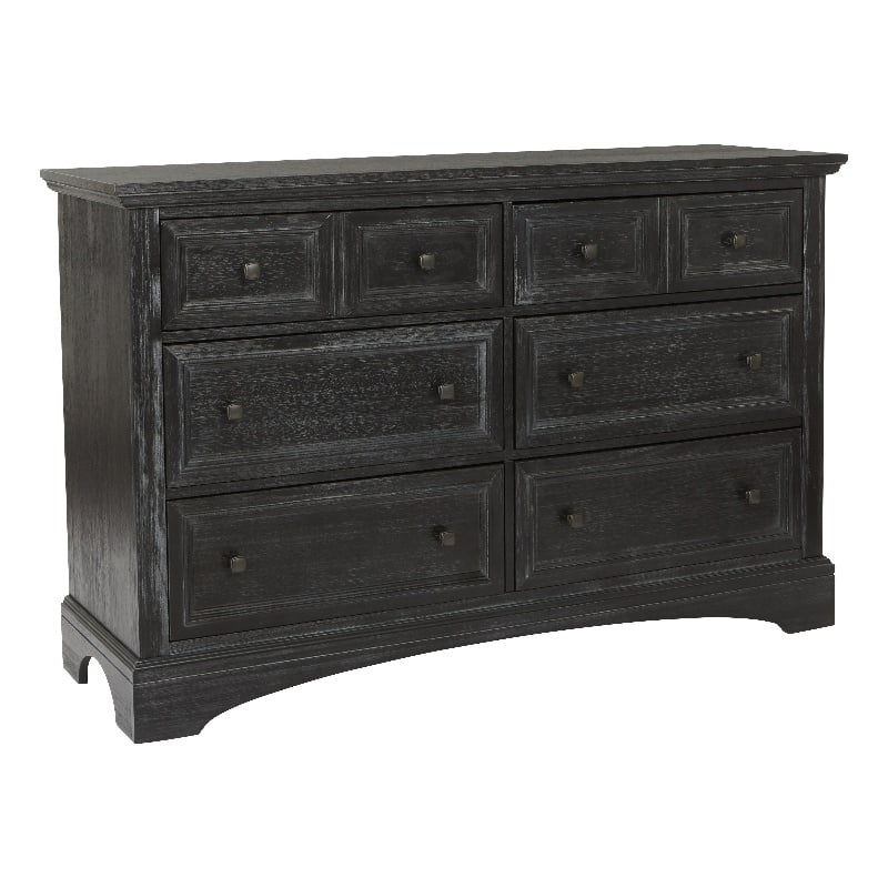 Farmhouse Basics 6 Drawer Dresser 2/CTN in Wood Rustic Black Finish ...