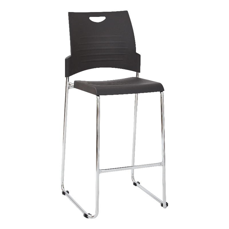 Tall Black Stacking and Ganging Chair with Plastic Seat and Back 25-Pack