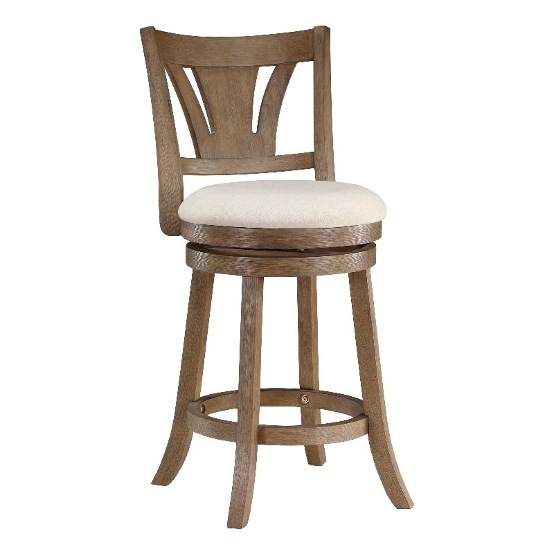 Miller Counter Swivel Stool in Linen Cream Fabric | Homesquare
