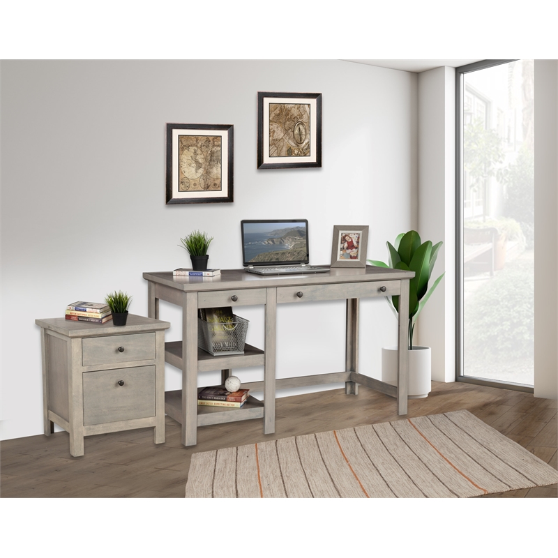 Origins by Alpine Ashville Wood Desk in Smokey Gray | Cymax Business