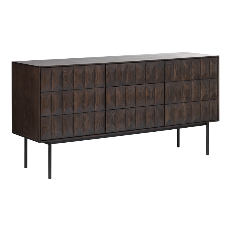 Modern 63-inch Wide 3-Section Sideboard with Drawers - Espresso Oak ...