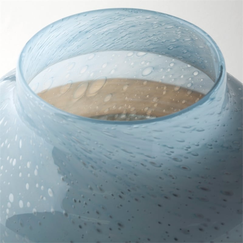 Mercana Nasser I Short Blue/Gold/Chrome Urn Style Glass Vase